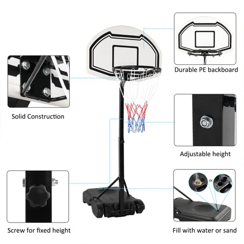 Ktaxon Poolside Basketball Hoop, Adjustable Height 3.7-4.4ft Swimming Pool Portable Basketball Hoop System with Fillable Base, 29" Backboard