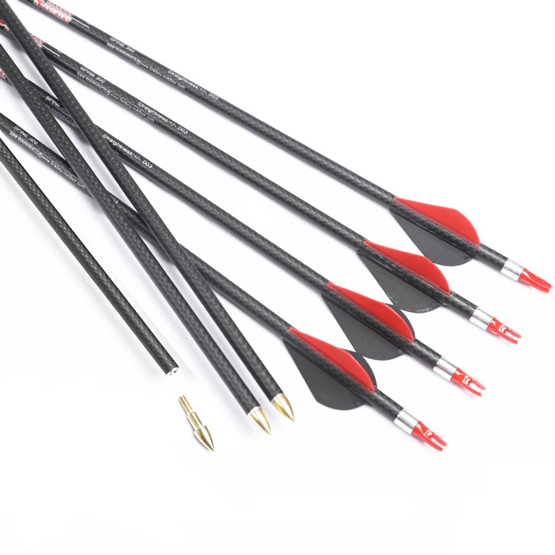 Linkboy Archery 3K Carbon arrow sp250 300 340 400 500 600 2inch plastic vanes bow hunting 6pcs