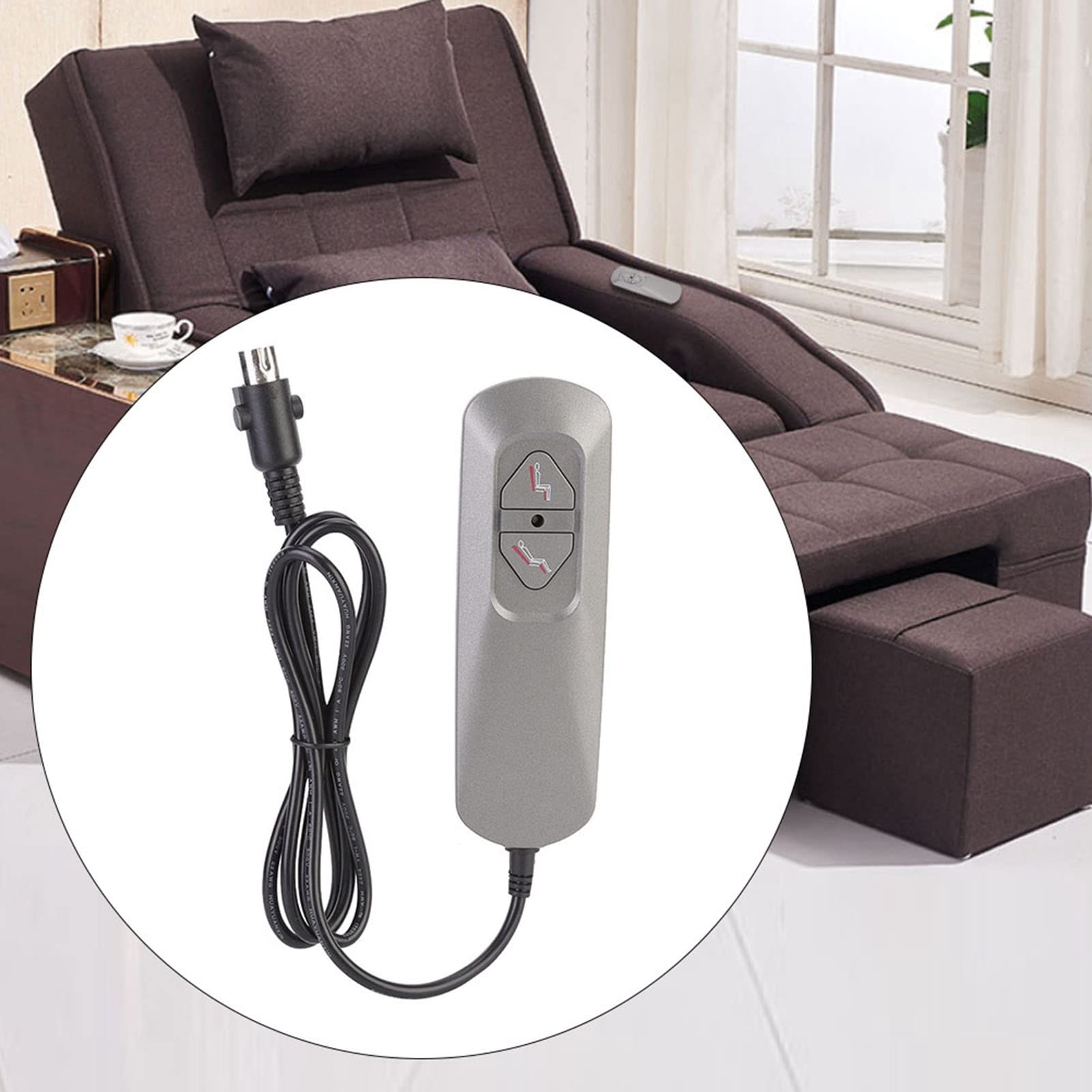 Lazmin112 2 Buttons Electric Sofa Controller, Lift Chair Electric Remote Control, 5V 1.8m Power Recliner Replacement Controller, for Lift Chair and Electric Sofa