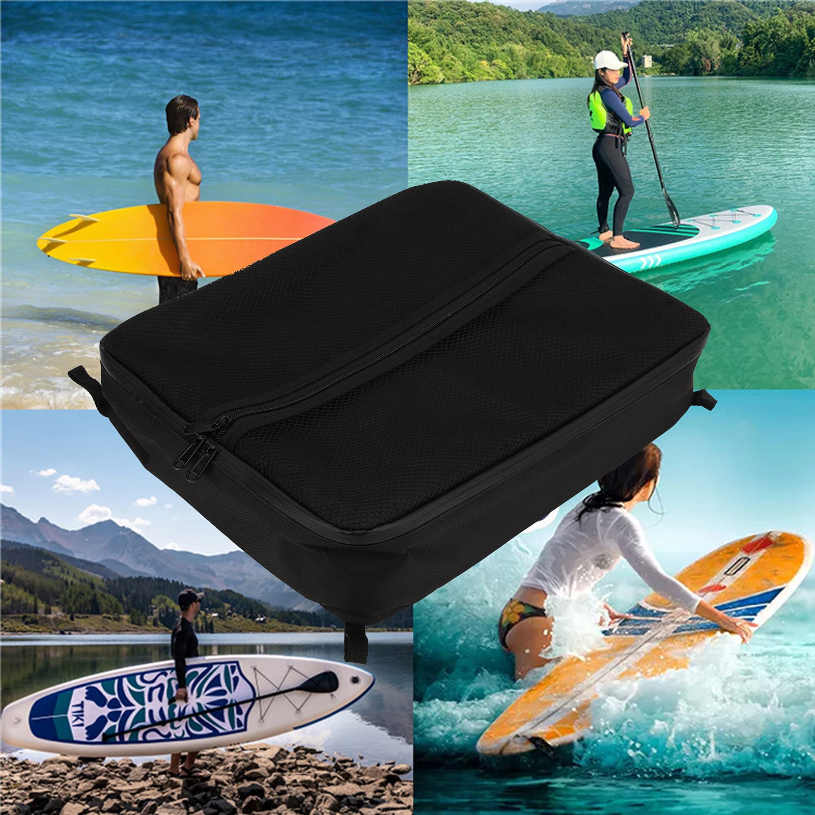 Kayak Paddle Surf Storage Bag, Paddleboard Mesh Bag Stand Up Paddle Board Surf Deck Suction Cup Kayak Paddle Deck Bag for Hanging Bags for Surf Deck