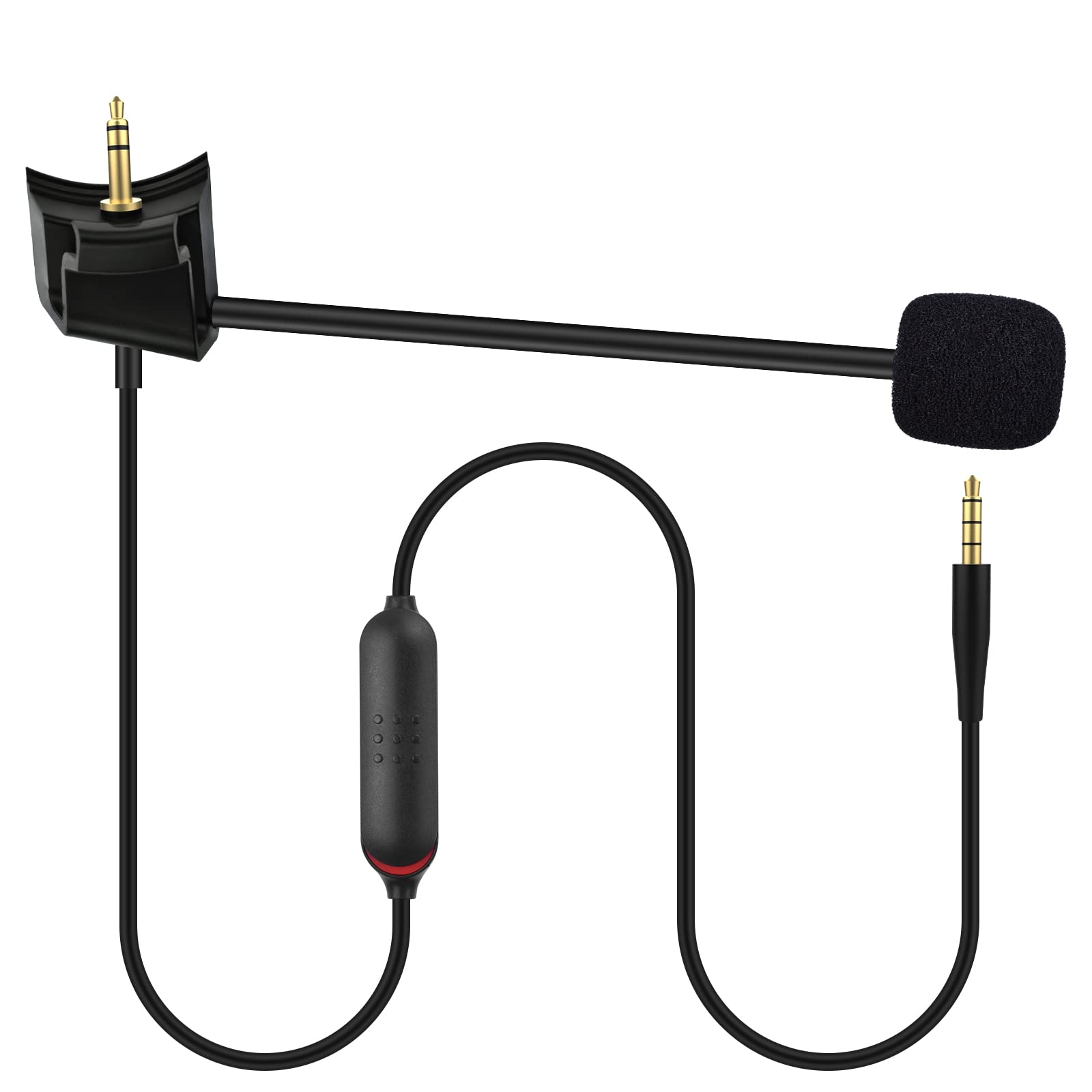 Learsoon Boom Microphone Cable QC35 Replacement Cord for Bose QuietComfort 35 & QuietComfort 35II(QC35II) Headphones, Gaming Mic with Mute Black 120CM/4FT