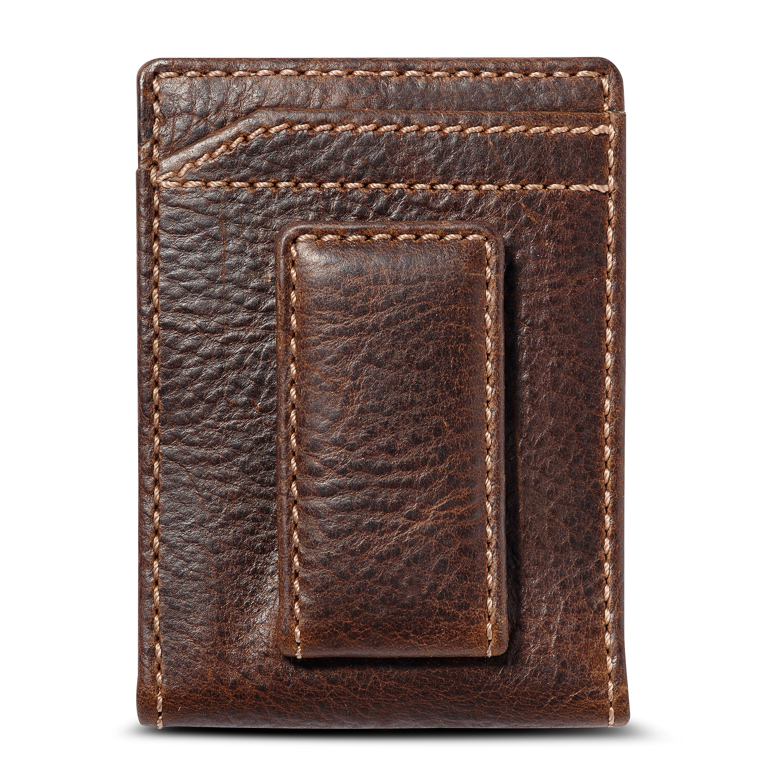 House of Jack Co. IVOR Bifold Wallet With Money Clip | Front Pocket Wallets for Men | Super Strong Magnet | Slim Card Holder (brown)