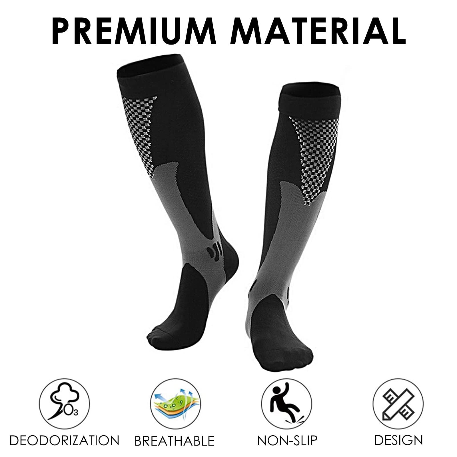 Linkidea 6 Pairs Soccer Socks, Mid-Calf Protective Sports Socks, Thick Outdoor Running Training Compression Socks (as1, alpha, x_l, xx_l, regular, regular)