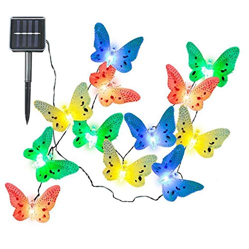 HGKFJH Butterfly Solar 12LED Light Brass Decorative Light String Festival Garden Home Decoration Light String