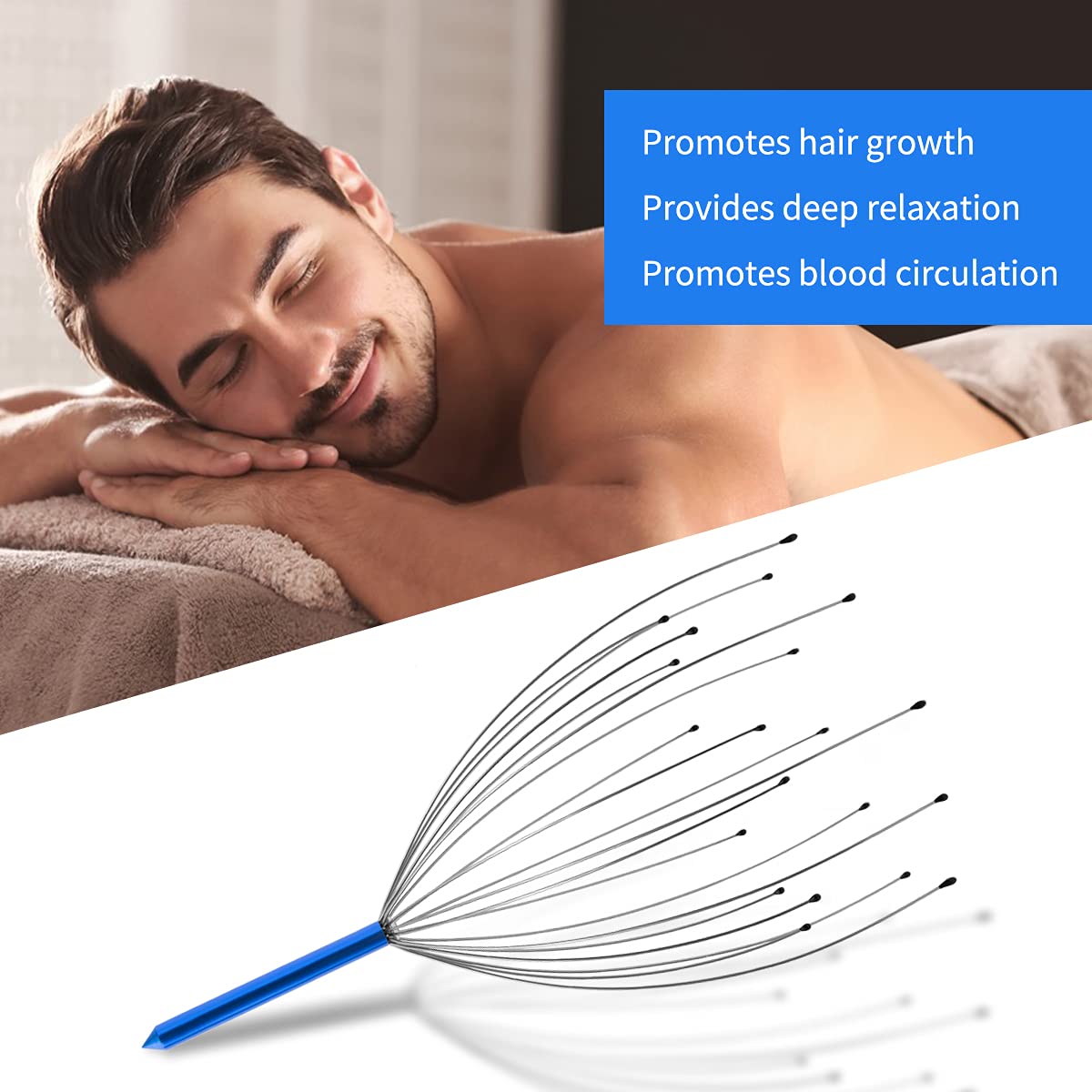 Klsazoci 2 Pack Scalp Massager, 20 Fingers Head Massager, Handheld Head Scratcher, Scalp Scratcher, Head Massage Tingler for Deep Relaxation, Hair Growth and Stress Relief (Purple and Blue)