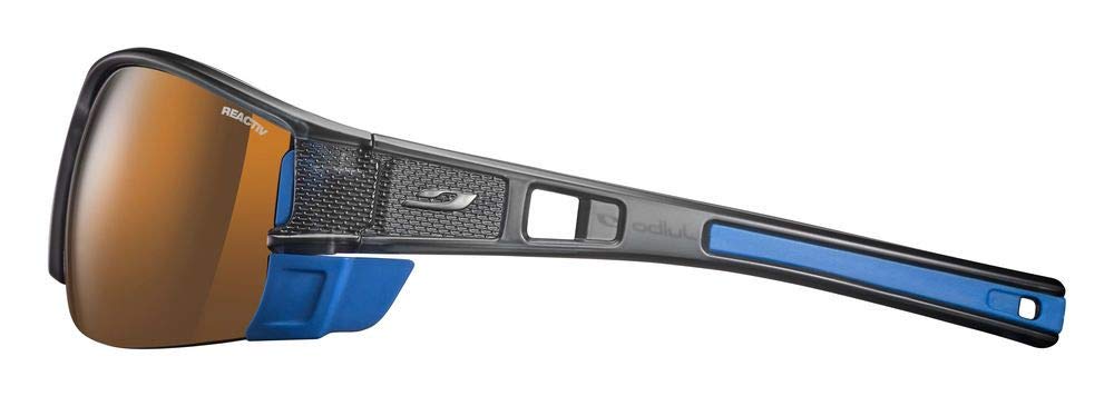 Julbo Makalu Asian Fit Sunglasses for Outdoors, Hiking, Mountaineering - Reactiv HIGH MOUNTAIN Polarized 2-4 - Black Trans Matte/Blue