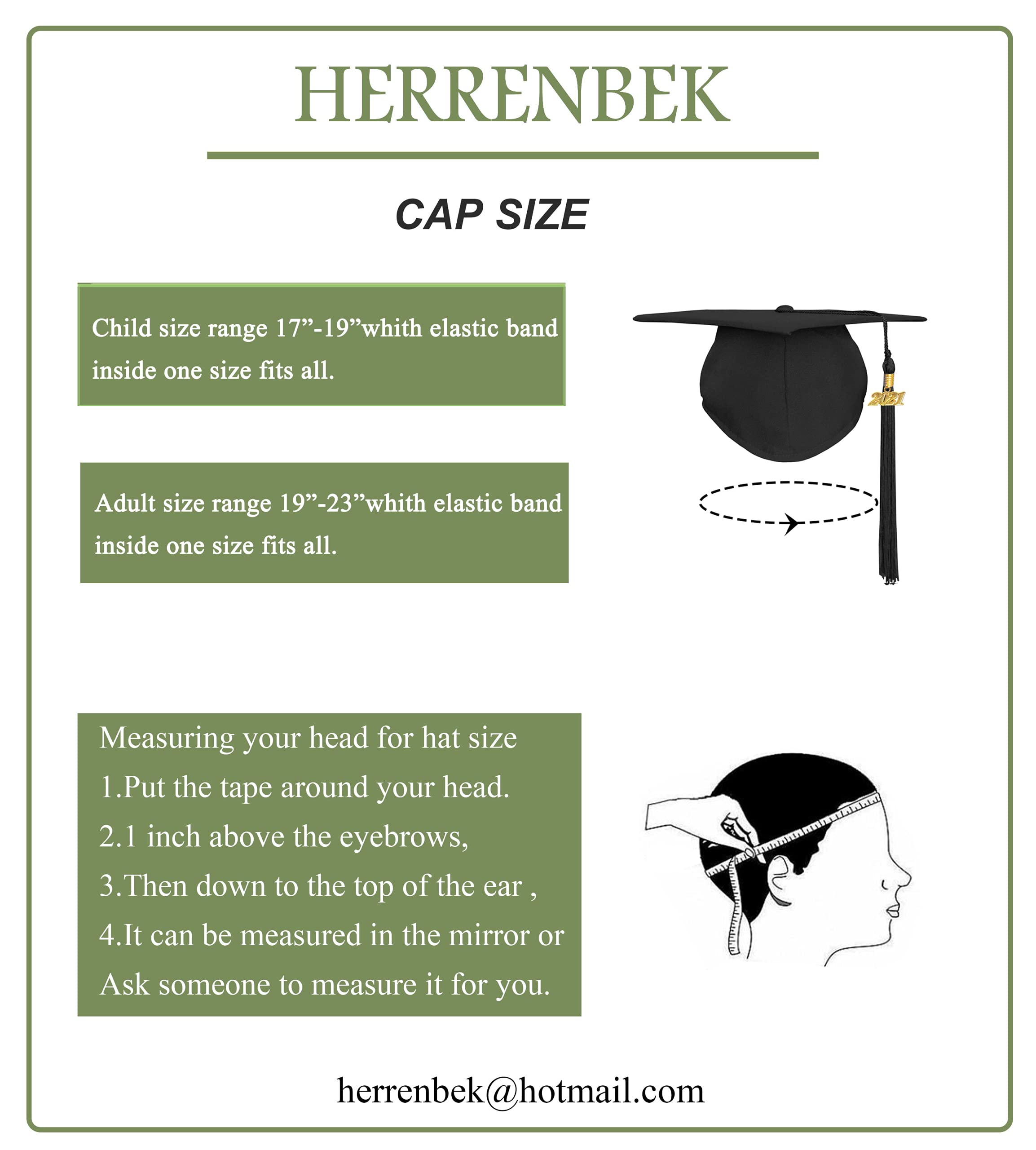 Herrenbek Matte Adult Graduation Cap with 2024 2025 Tassel Unisex Adjustable Graduation Cap Black