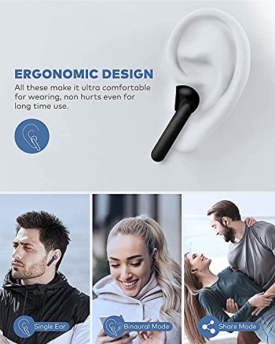 Wireless Earbuds Bluetooth 5.0 Headphones with Charging Case, IPX8 Waterproof, 3D Stereo Air Buds in-Ear Ear Buds Built-in Mic, Open Lid Auto Pairing for Android/Samsung/Apple iPhone - (Black)