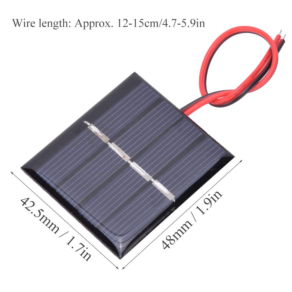 Keenso 4 Pcs Solar Panels, 0.36W 2V Solar Panel Charging Power Board and Electronic Line for Small Power Appliances Solar Panel Kit Other Mountaineering Camping Supplies