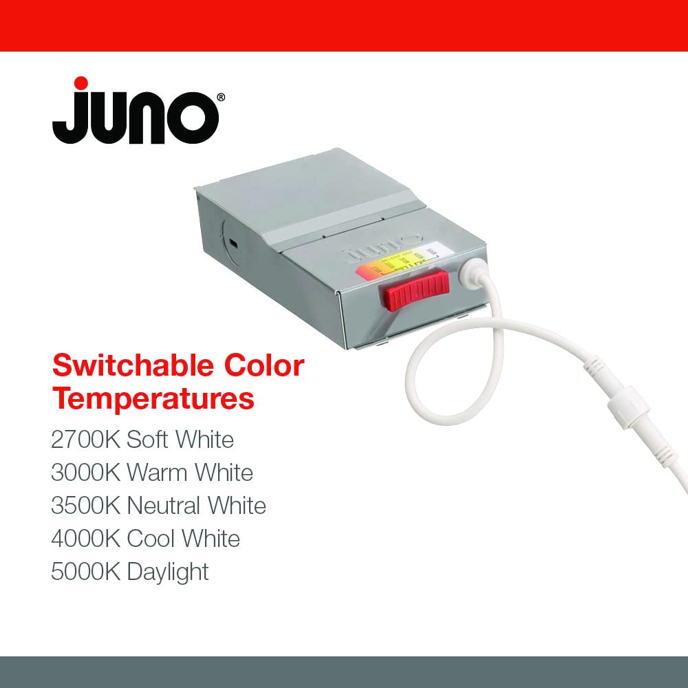 Juno WF6 SWW5 90CRI CP6 MW M2 Round LED Wafer Downlight, 120 Volts, Switchable Color Temperature 2700K/3000K/3500K/4000K/5000K, Triac Dimming, 6-Inch Ultra Thin Trim (Six Pack), Matte White