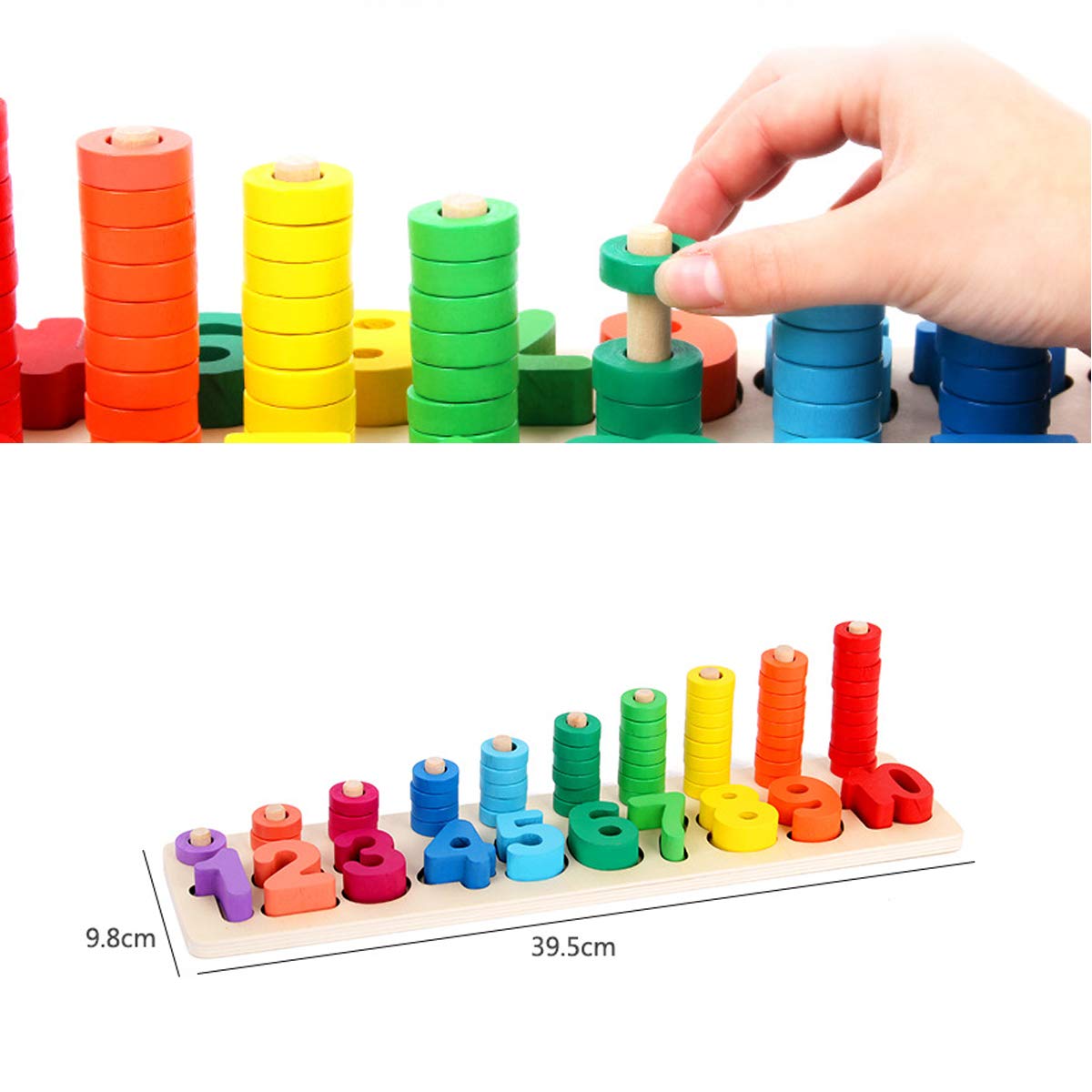KangRuiZhe Montessori Wood Blocks Sorting Puzzle Sorter Stacker Math Intelligence Peg Number Boards for Baby Toddler Preschool Kids …