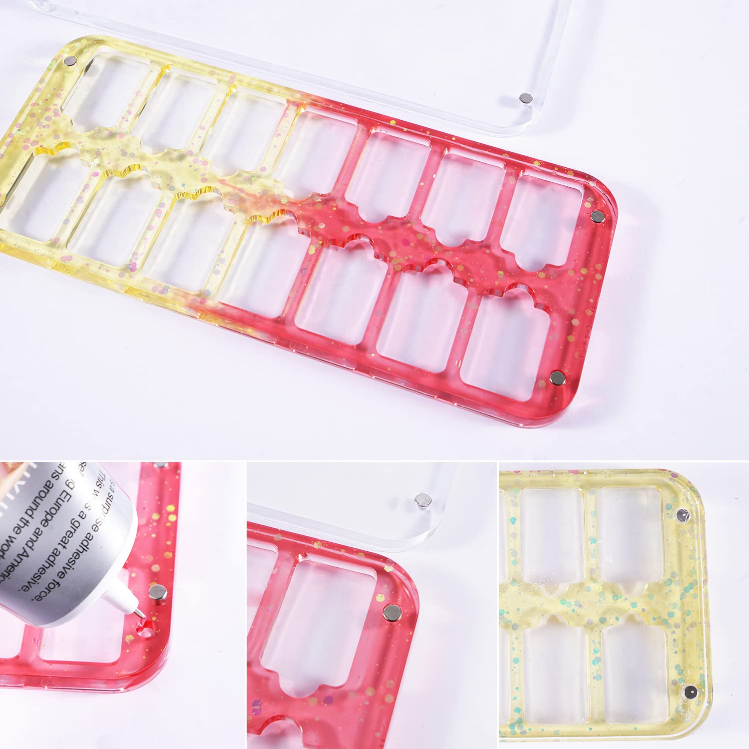 LUXWIN Game Card Case Resin Molds for Nintendo Switch Games,Silicone Game Storage Case Box Mold for Nintendo Switch, Transparent Acrylic Game Storage Box for Switch NS NX (6 Slots and 14 Slots)