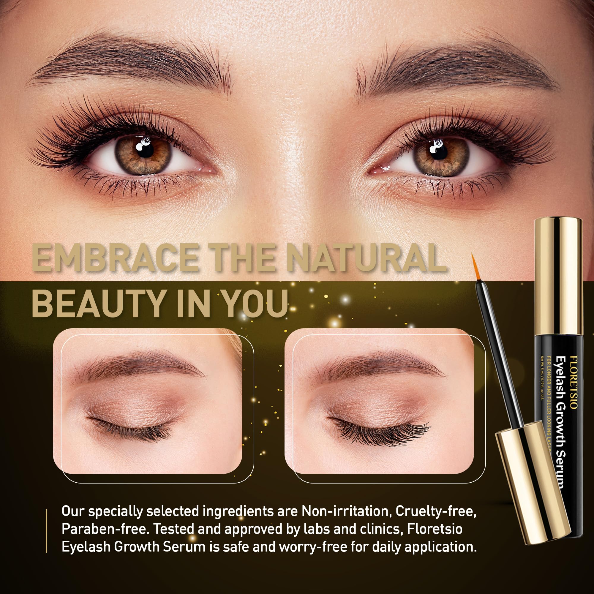 Lash Serum for Eyelash Growth & Enhancing: 0.15 OZ Irritation-Free Eyelash Growth Serum for Longer Thicker and Fuller Looking Natural Lashes & Lash Extensions