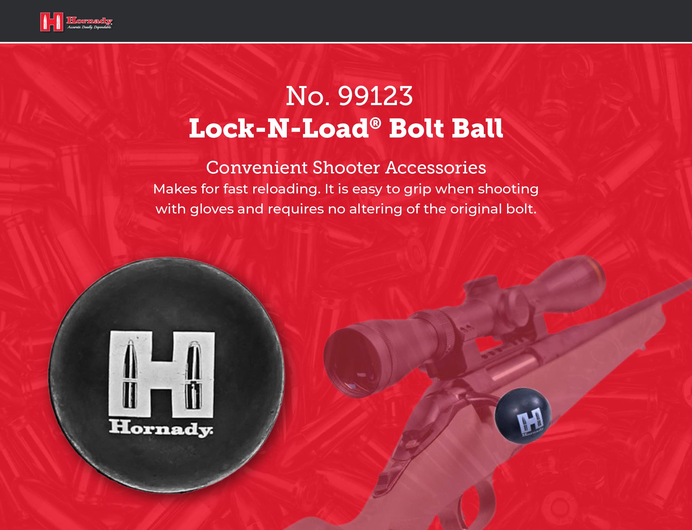 Hornady Lock-N-Load Bolt Ball β A Firearm Accessory for Faster Reloads β Easy Grip When Shooting with Gloves, Ideal for Hunting β Item No. 99123