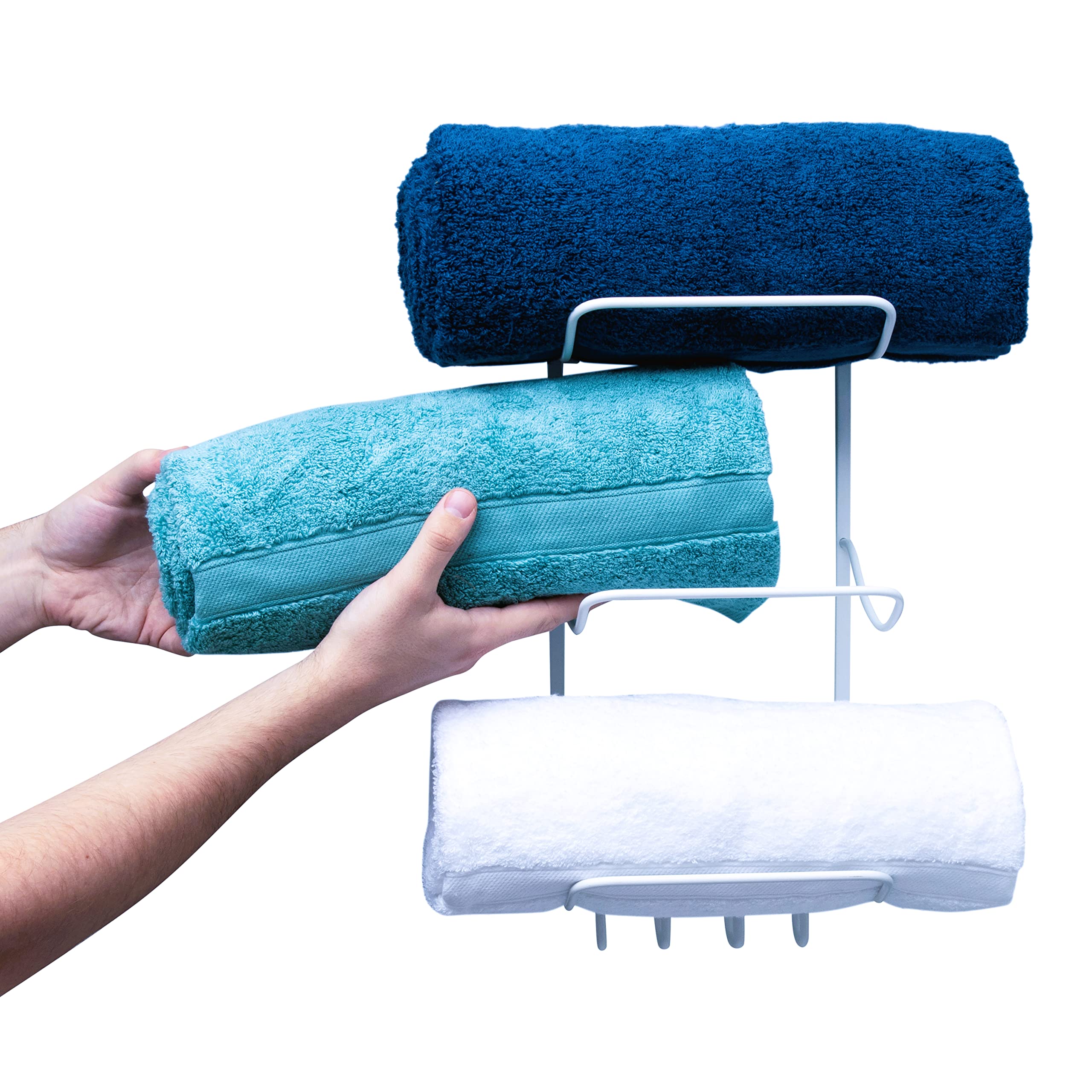 KOOLIST Yoga Mats Holder, Wall Mount, Rack for Yoga Mats or Towel Storage. 3 Shelf Contoured Design Twin Pack Totalling 6 Shelves. 1 Additional 4 Hook Assembly Included.