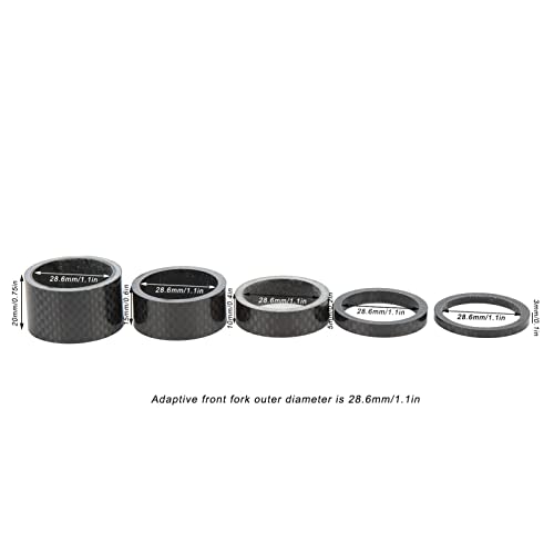 Kadimendium Bike Stem Spacers, 28.6mm ID Bicycle Front Fork Washer Carbon Fiber Light Weight Accurate for Road Bicycles