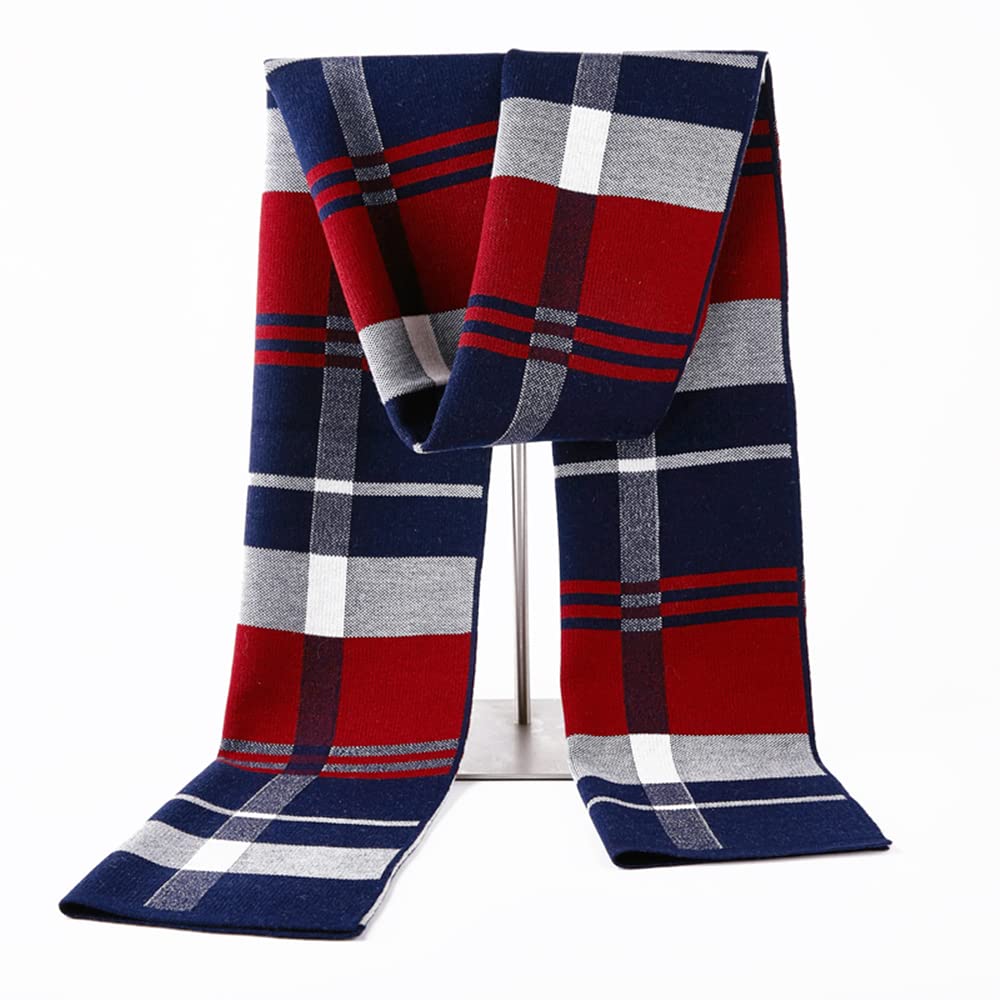 Mens Scarves Classic Winter Plaid Scarf Soft Warm Scarf Wool Scarf Knitted Soft Warm Neckwear