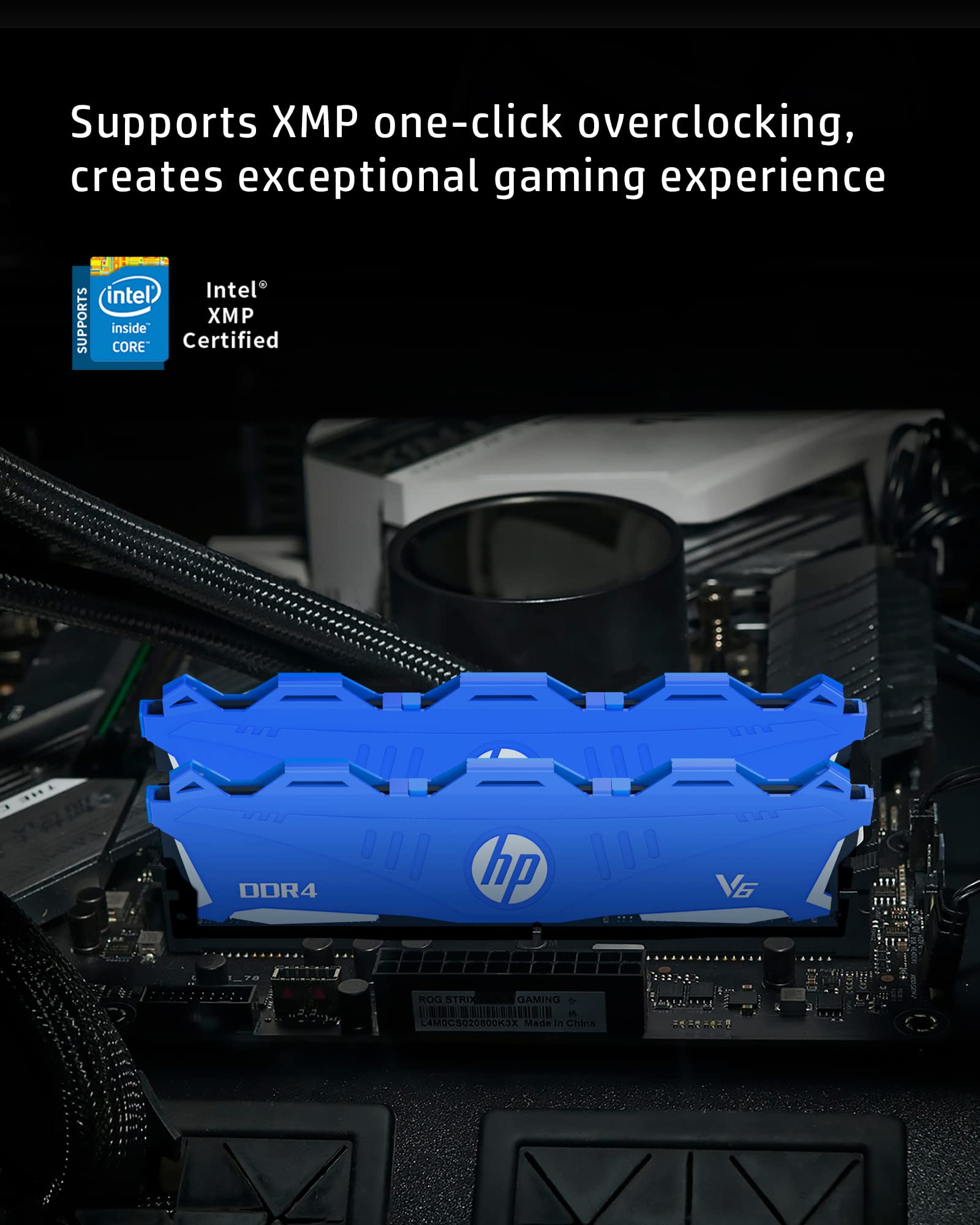 HP V6 RAM 16GB Kit (8GBx2) DDR4 3200MHz CL16 1.35V Desktop Computer Gaming Memory, Black - 7TE41AA#ABC