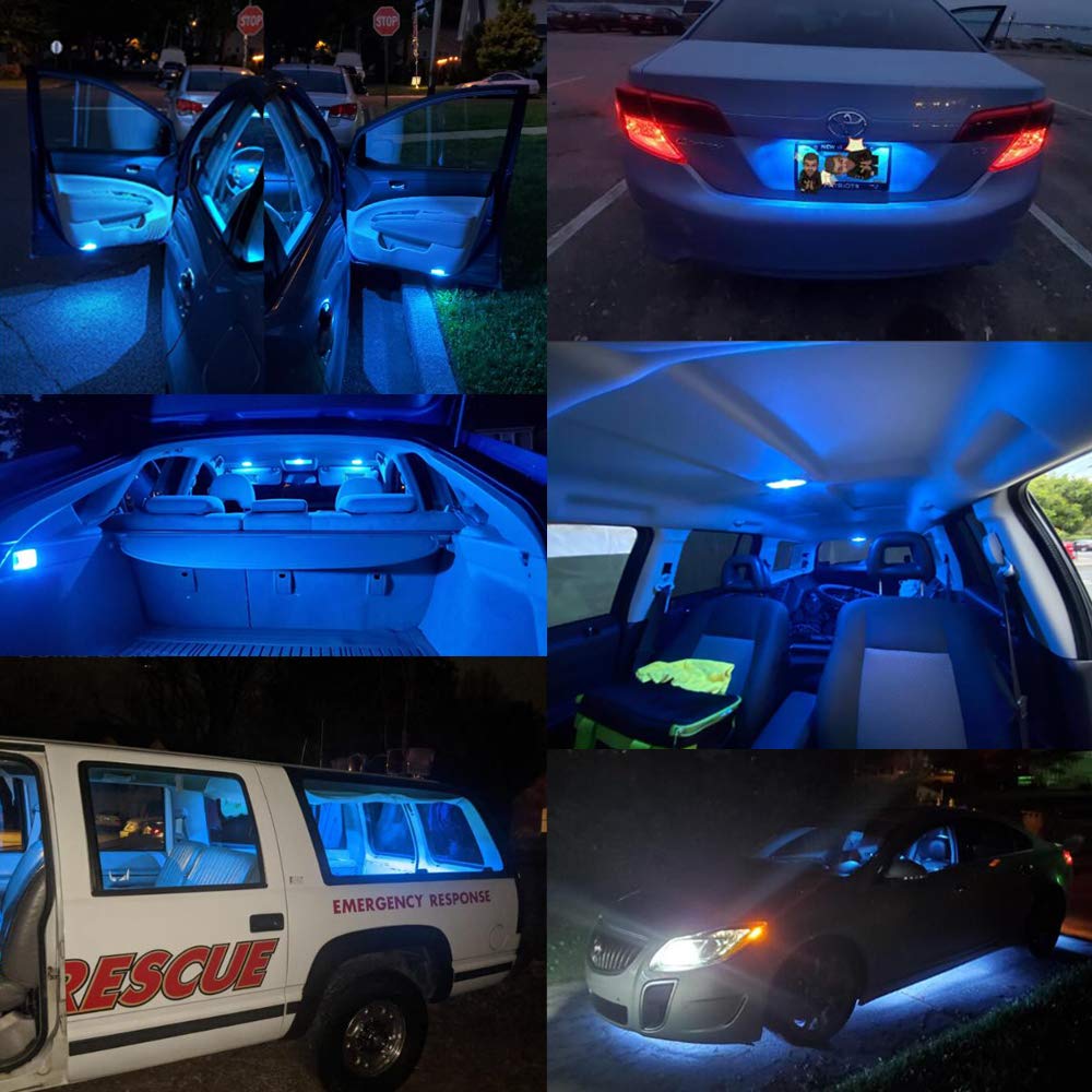 iBrightstar Extremely Bright 3030 Chipsets 168 175 194 2825 W5W T10 Wedge LED Bulbs for License Plate Interior Map Dome Trunk Lights, Ice Blue