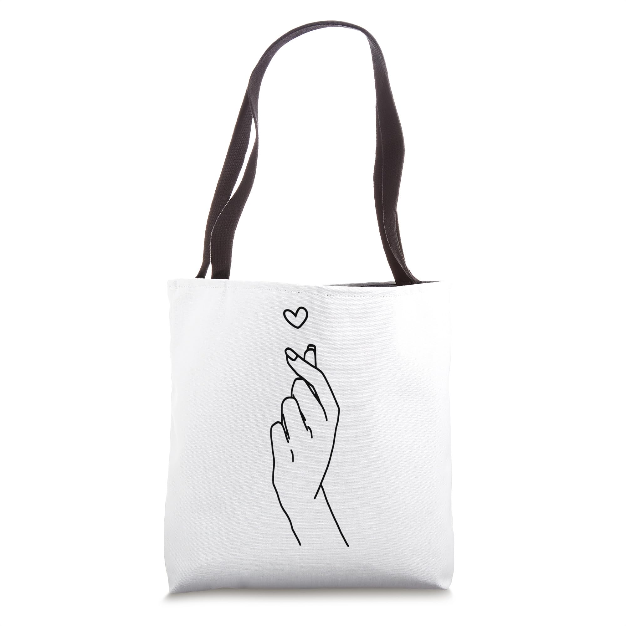 Korean Finger Heart Hand Saranghae Kpop Fashion Women Outfit Tote Bag