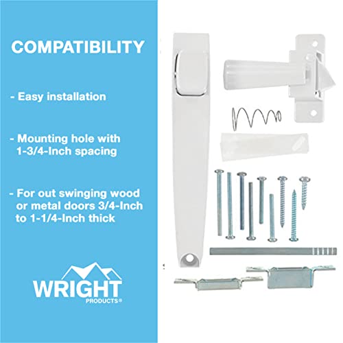 Wright Products - Tie Down Push Button Door Latch for Screen and Storm Doors, White