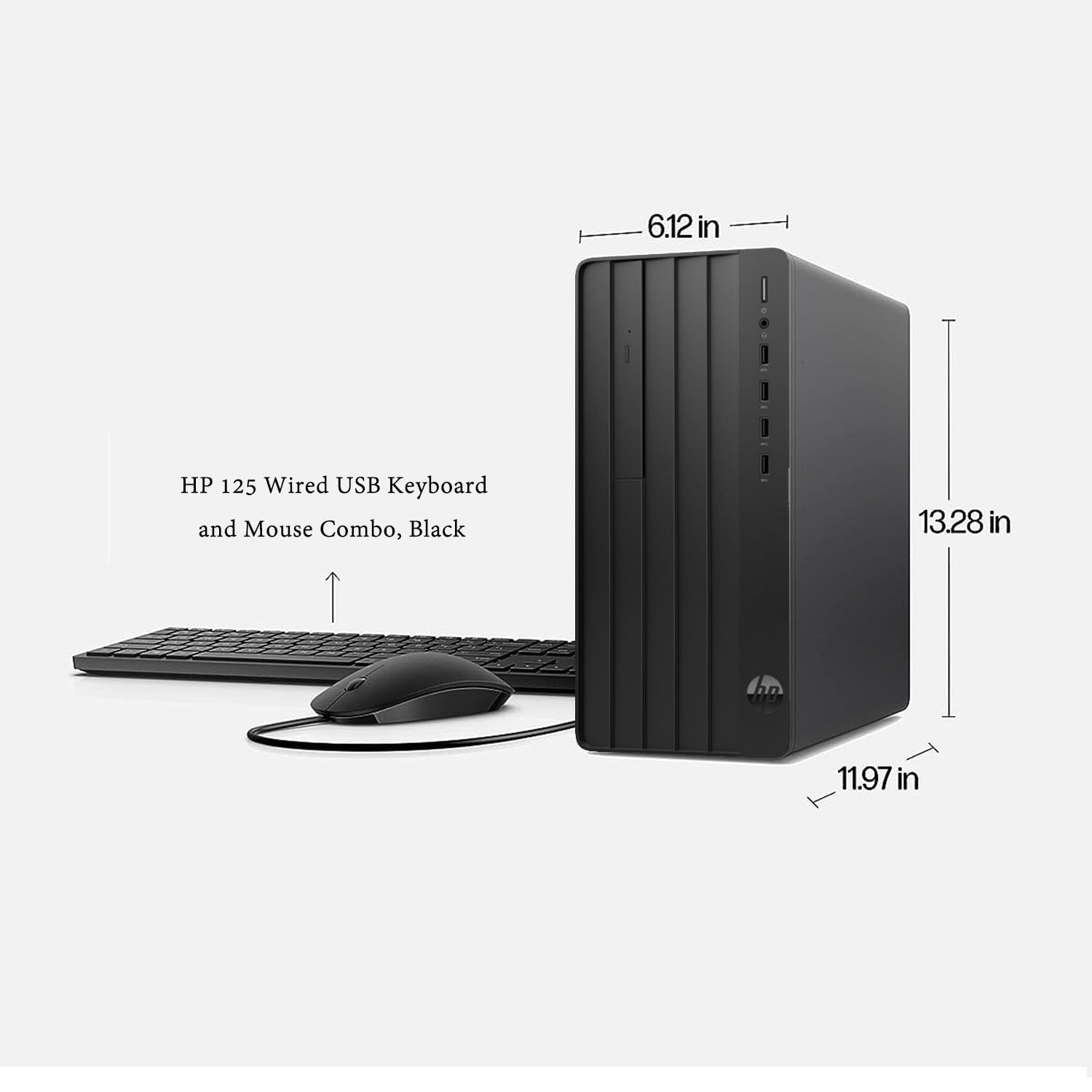 HP Pro Tower 290 G9 Desktop Computer, 12th Gen Intel 4-Core Processor (Intel Core i3-12100), 16GB RAM, 256GB NVMe SSD + 1TB 7200RPM HDD, 2-Monitor Support, HDMI, VGA, DVD-RW, Wi-Fi, Windows 11 Pro