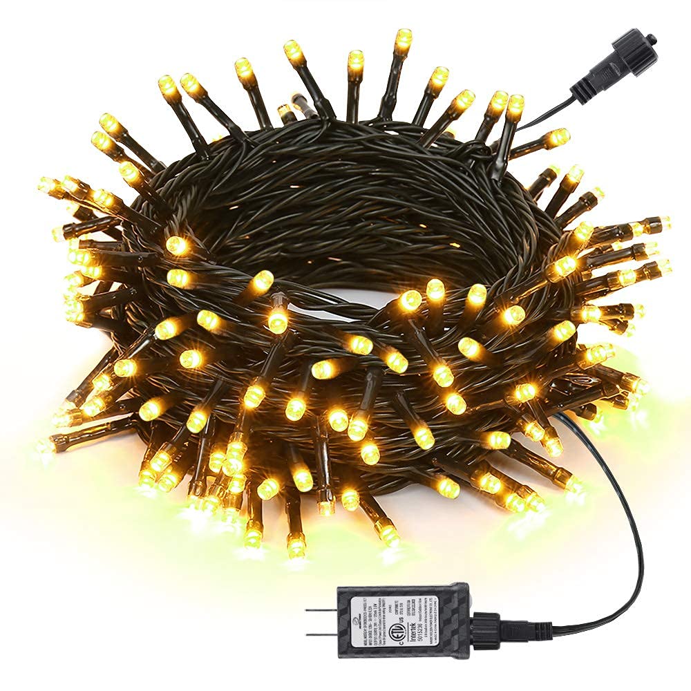 Joomer Christmas Lights Outdoor 82ft 200 LED String Lights 8 Modes Timer Indoor Outdoor Fairy Twinkle Lights for Xmas Tree Christmas Decorations(Warm White)