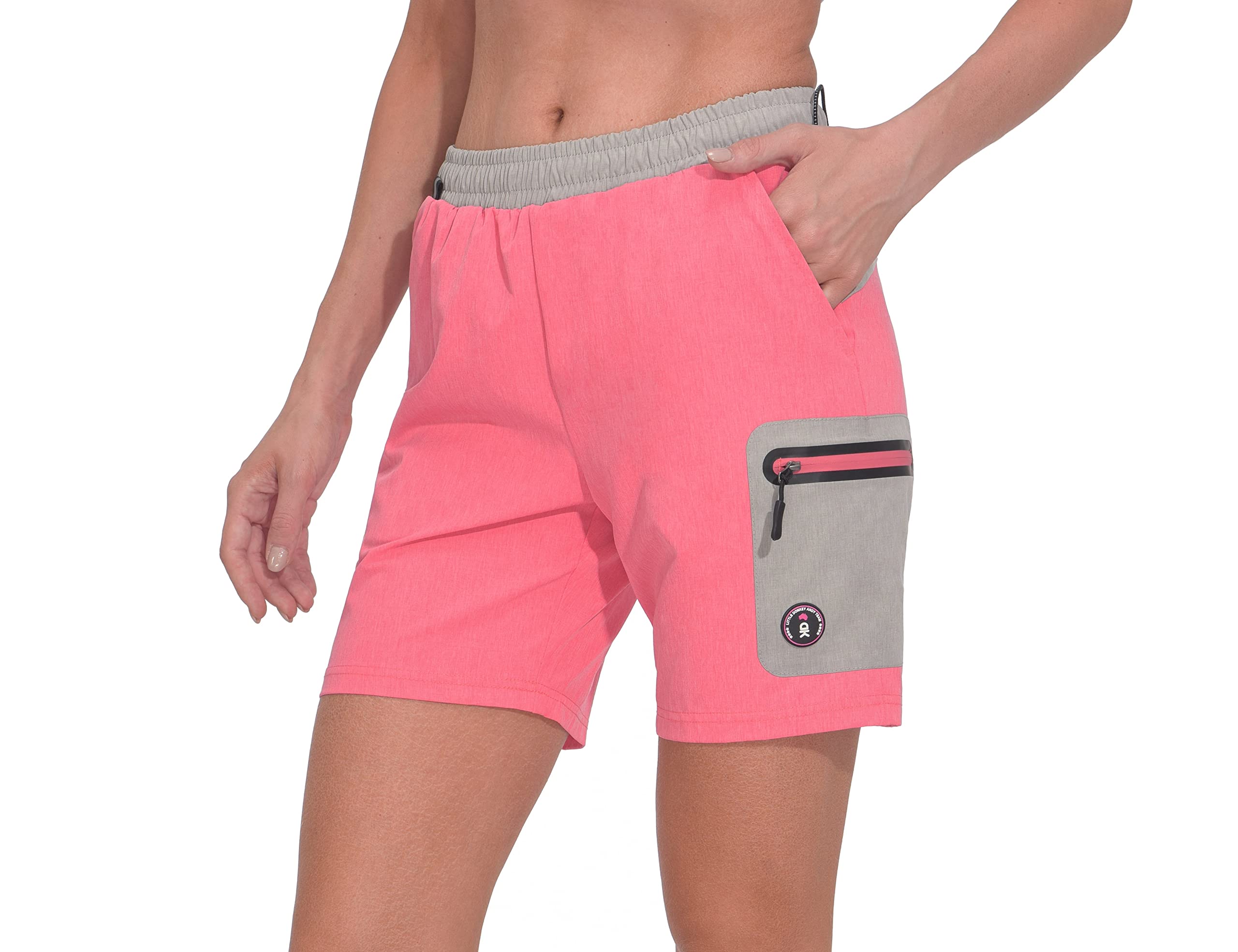 Little Donkey Andy Women's 7 Inches Quick Dry Golf Shorts Stretch Athletic Shorts with Liner, Laser-Cutting Pockets Pink Heather S