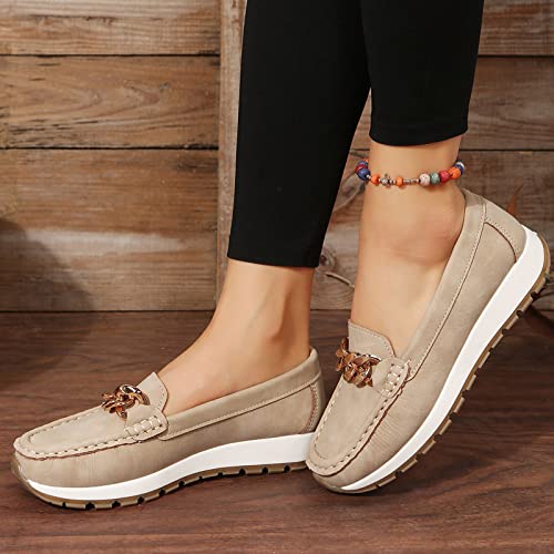 Leisure Women Artificial Leather Solid Color Autumn Thick Sole Flat Slip On Lazy People Round Casual Shoes for Toddler