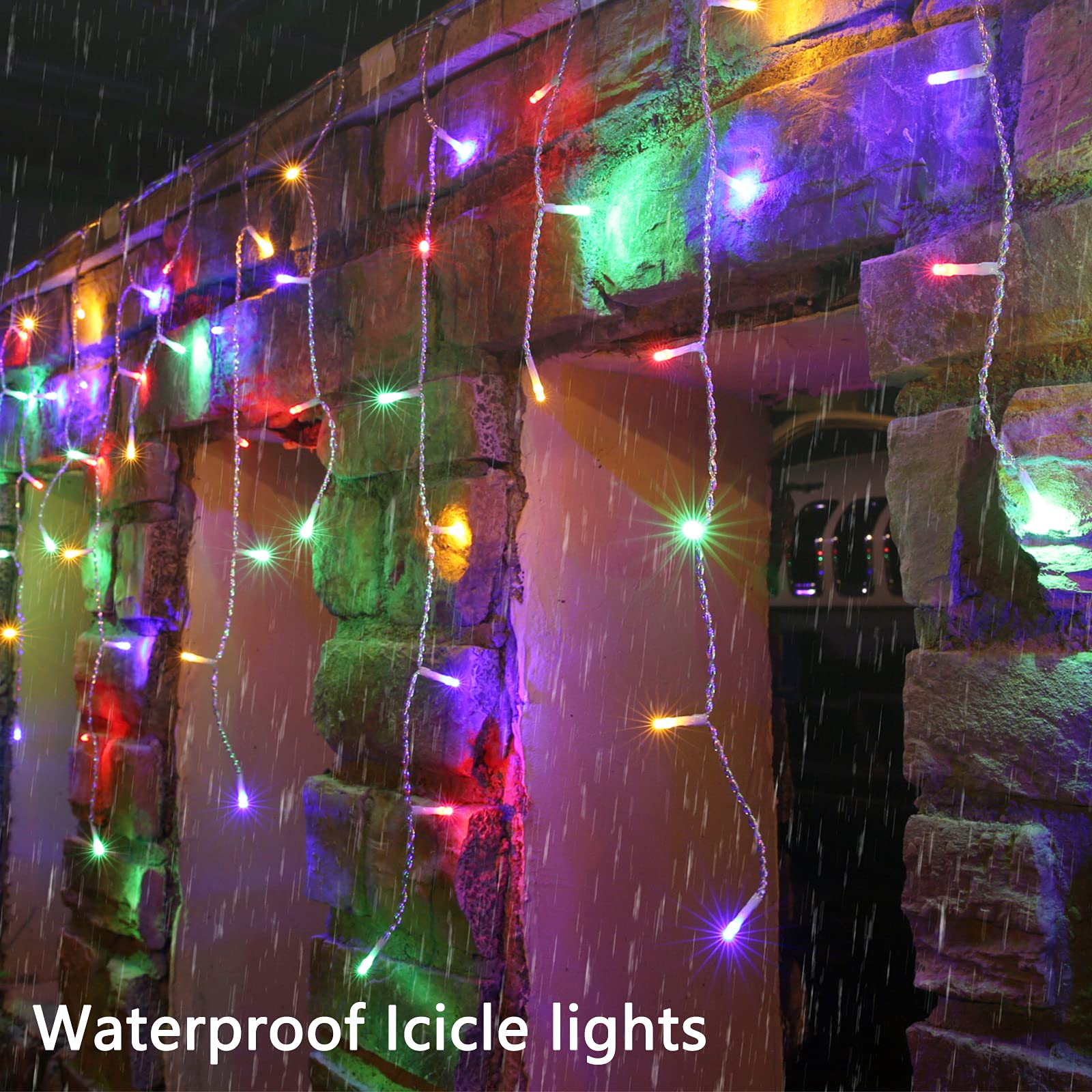 Joomer Christmas Icicle Lights,300 LED 29ft 8 Modes with 60 Drops,Christmas Lights with Timer,Waterproof Connectable Outdoor String Lights forHoliday,Wedding,Christmas Decorations(Warm White)