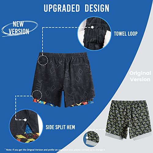 maamgic Mens Workout Shorts 2 in 1 Stretch 5 inch Inseam Gym Shorts Running Shorts with Compression Liner Zip Pocket