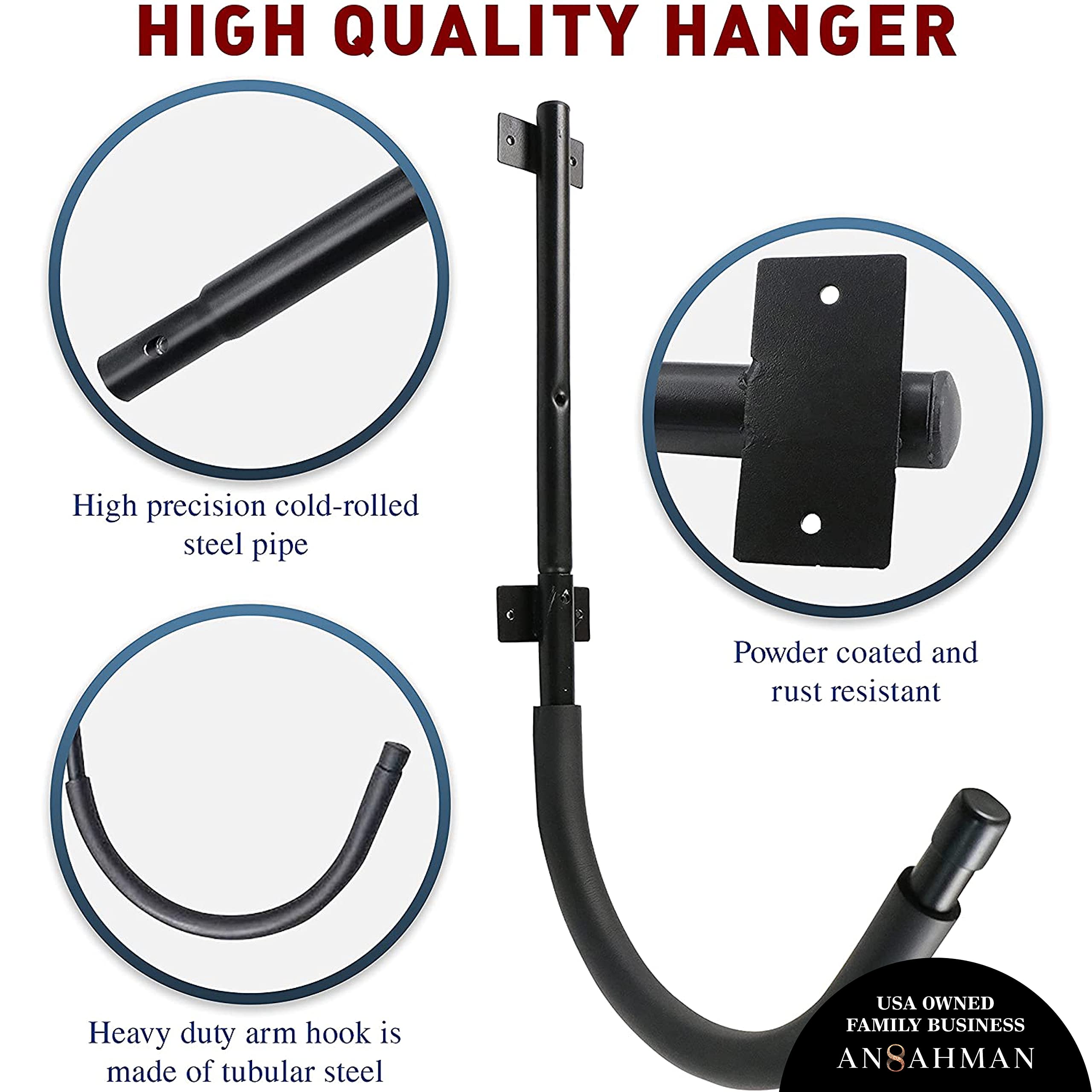 Kayak Wall Hangers Overhead Mount - Adjustable Racks for Kayaks, Freestanding Indoor or Outdoor Storage Rack, Perfect Garage Holder Hooks for Hanging Boat, Canoe, Surfboard, Paddle, 100 Pound Capacity