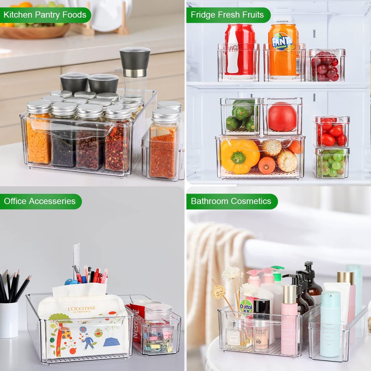 jijoe Fridge Organizer with Egg Holder, 12 Packs Stackable Refrigerator Organizer Bins with Lids, BPA-Free Produce Fruit Storage Containers for Storage Clear for Food, Drinks, Vegetable Storage
