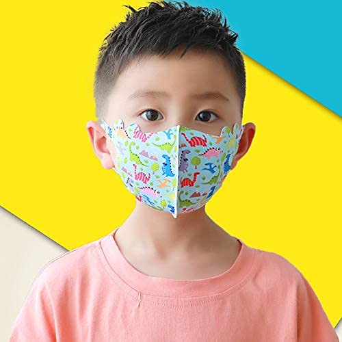Kids Children Dinosaurs Cartoon Face Mask, Washable Face Shield Cover, Anti-Dust, Reusable 5Pcs