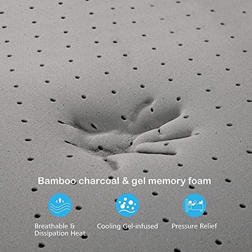 Kescas 12 Inch Spring Hybrid Full Mattress -Bamboo Charcoal Cooling Gel Memory Foam, Moisture Wicking Cover, Edge Support - Pocket Innersprings for Motion Isolation - Medium Firm