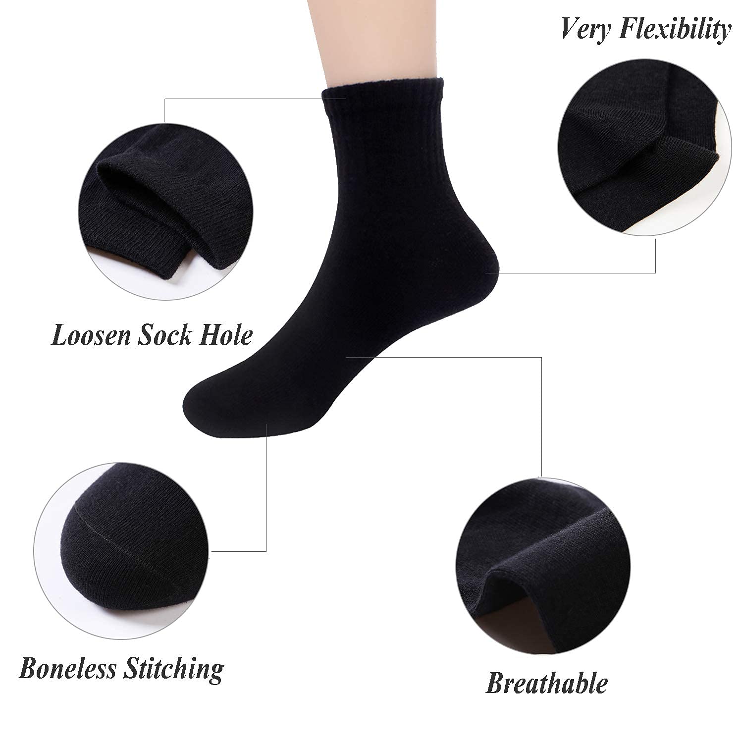 JAMEGIO 10 Pairs Boys Athletic Socks Toddler Boys Girls Breathable Soft Cotton Socks(2-4T)