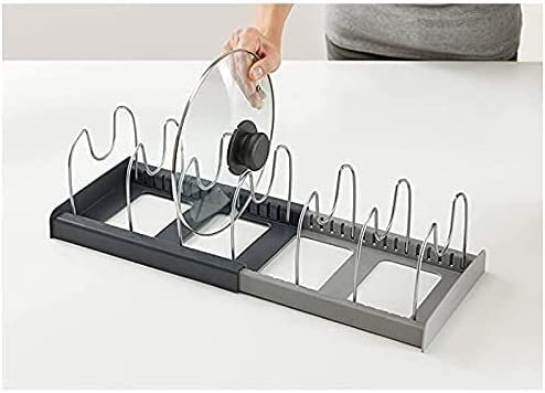 JYARZ Space Saving Dish Rack Retractable Pot Lid Rack Stainless Steel Spoon Holder Cooking Dish Drainer Drying Rack Kitchen Organizer Pan Cover Stand Dish Drying Rack