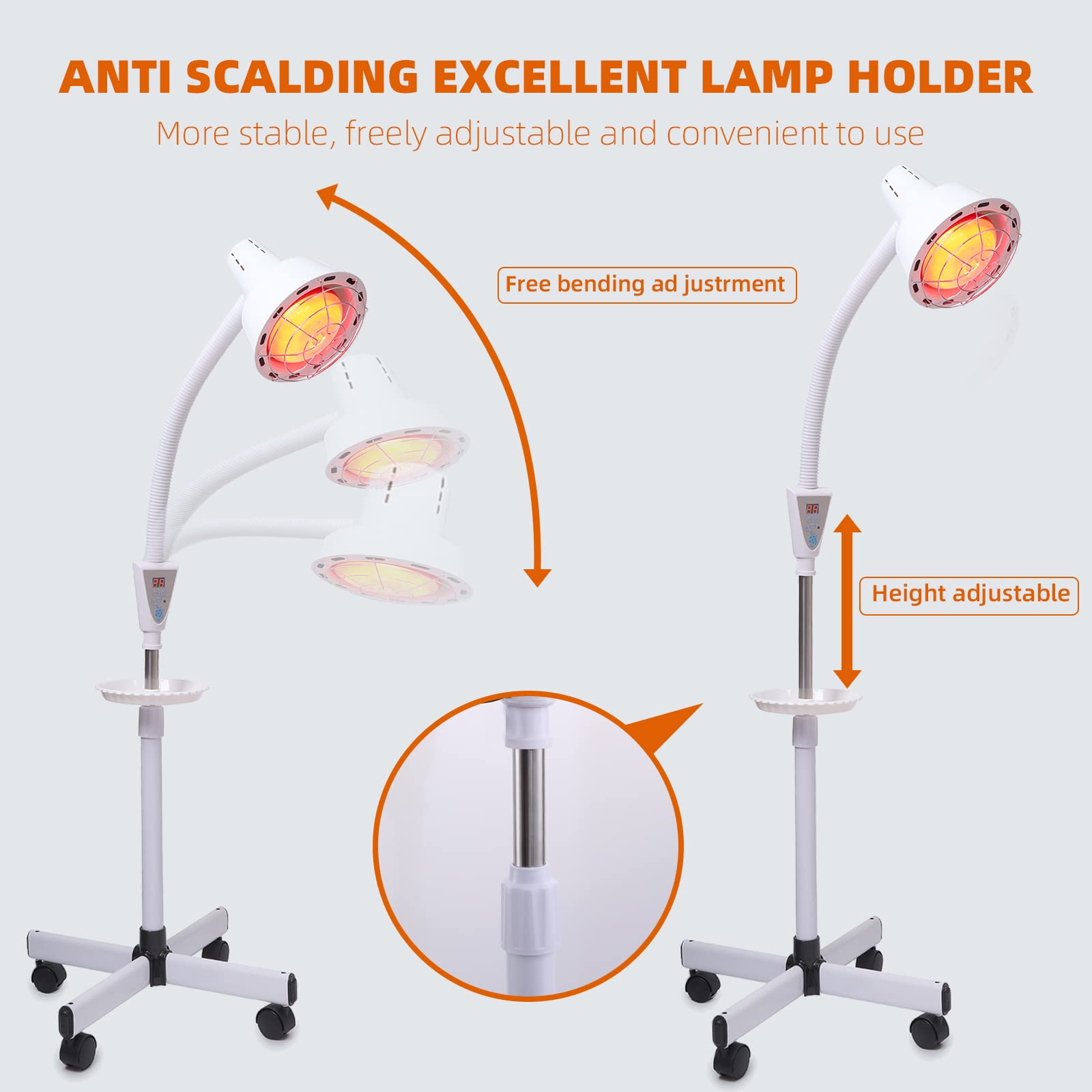 Infrared Light,White 275W Near Red Infrared Heat Lamp for Relieve Joinpt Pain and Muscle Aches