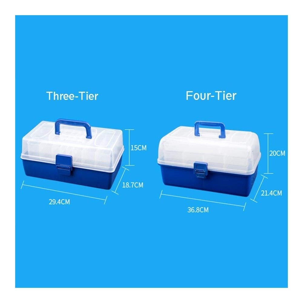 KOVOSCJ Fishing Tackle 3 Layer 301814CM Large Fishing Box Plastic Multifunctional Fishing Tackle Box Fishing Tool Case Storage Container (Color : Four Tiered Large)