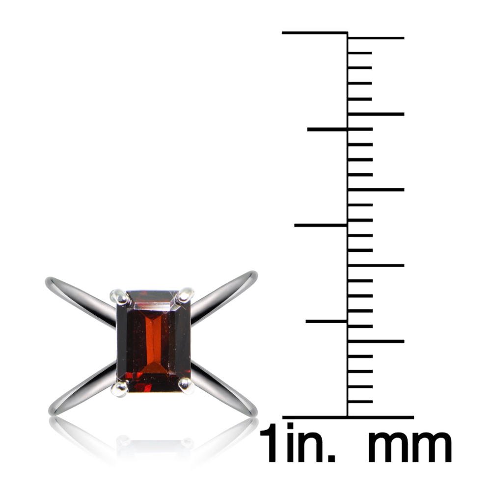 Ice Gems Sterling Silver African Garnet Octagon-Cut Criss Cross Ring, Size 10