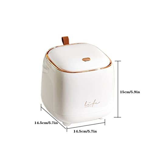 Yuzita Plastic Trash can Creative Mini Desktop Trash can, with lid Small Home Office Cleaning Trash Button Desktop Storage bin, with 50 Trash Bags