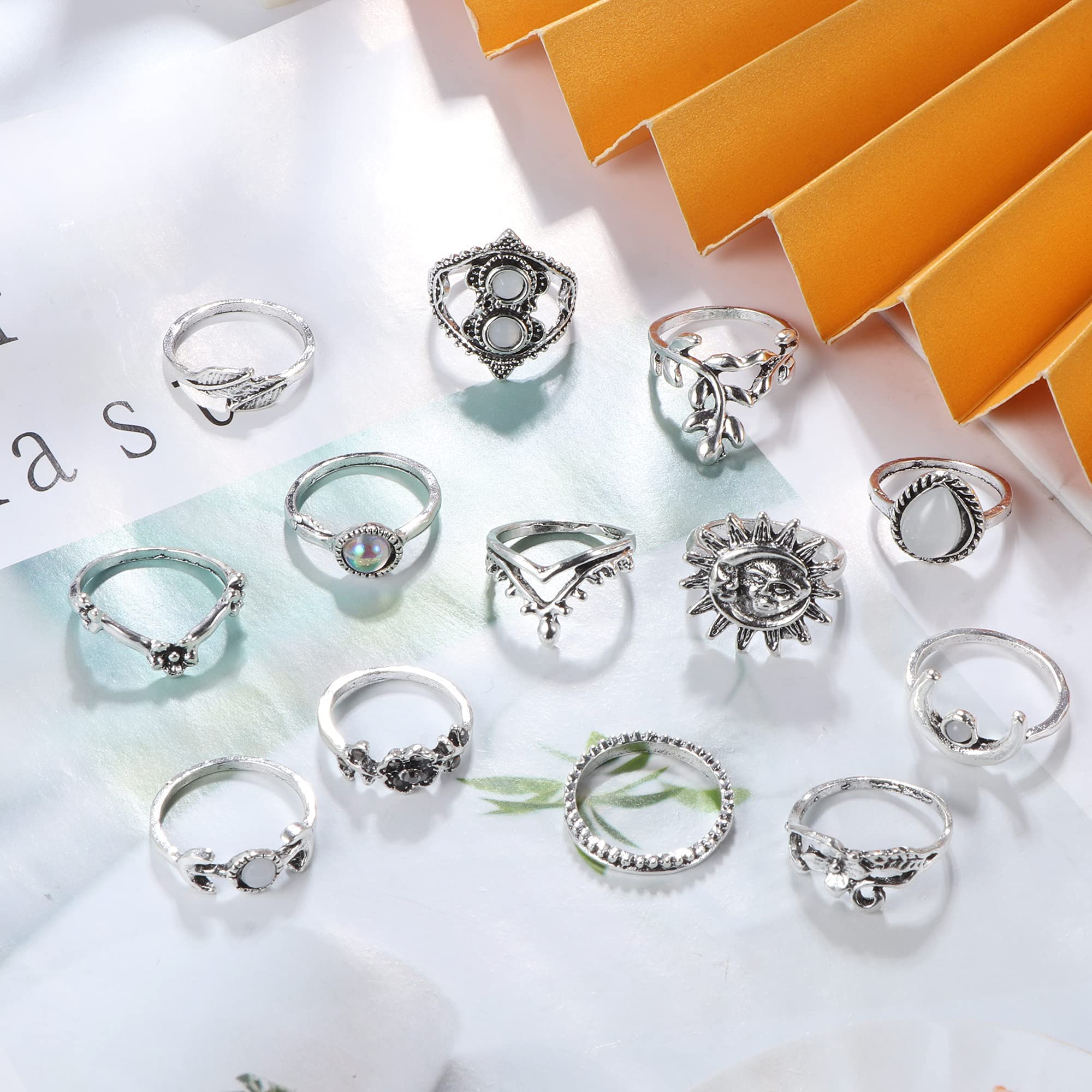 JOERICA 92Pcs Knuckle Rings Set for Women Vintage Boho Aesthetic Rings Pack Stackable Midi Joint Finger Rings Gold and Silver Tone Rings for Women Set
