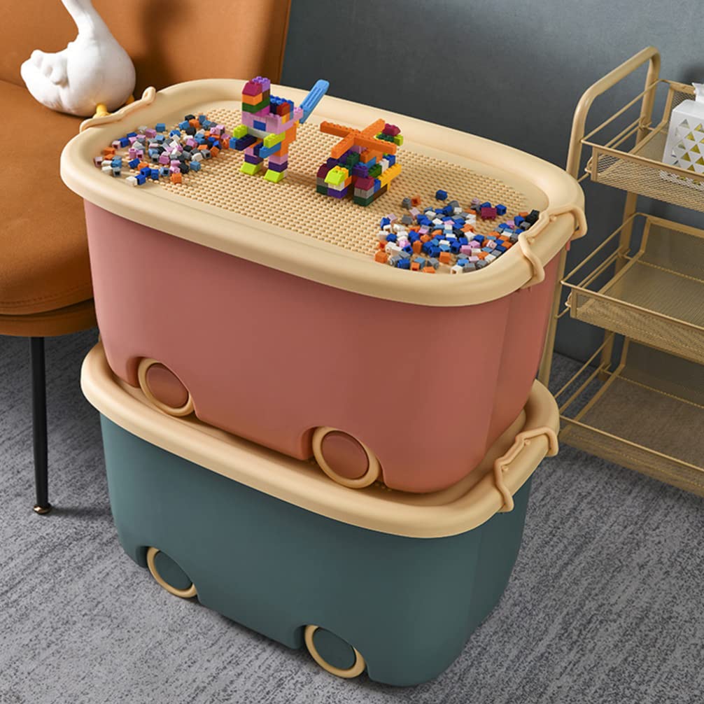 LIFKOME Stackable Toy Storage Box with Wheels Rolling Storage Box with Snap Lid Handle& Latches Wheeled Storage Durable and Reusable Storage Bins with Latching Lids