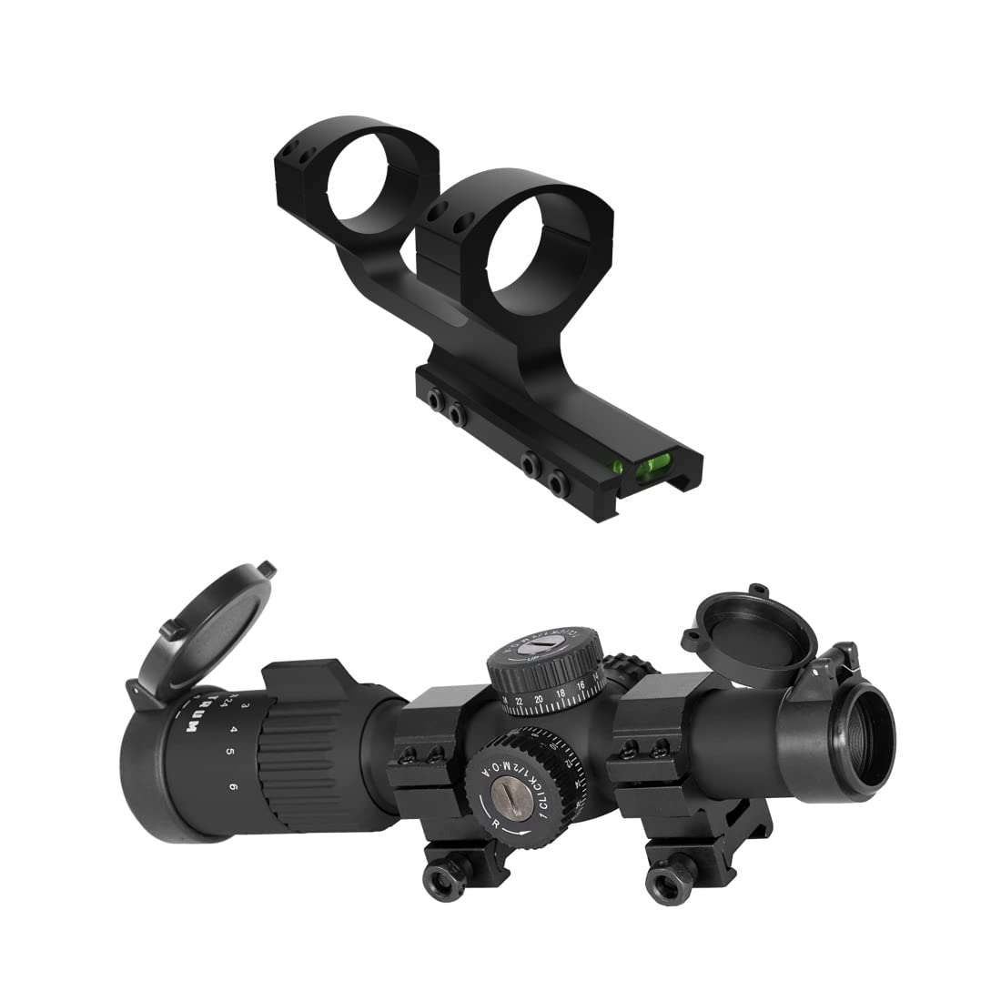 Monstrum G2 1-6x24 FFP Rifle Scope | Moonstrum Offset Scope Mount with Integrated Level Bubble | Bundle