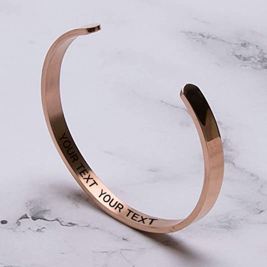 Personalized Bracelets for Women,Motivational Mantra Quote Stainless Steel Engraved Best Friend Sister Gift Double Side Engraved Black 3 pack
