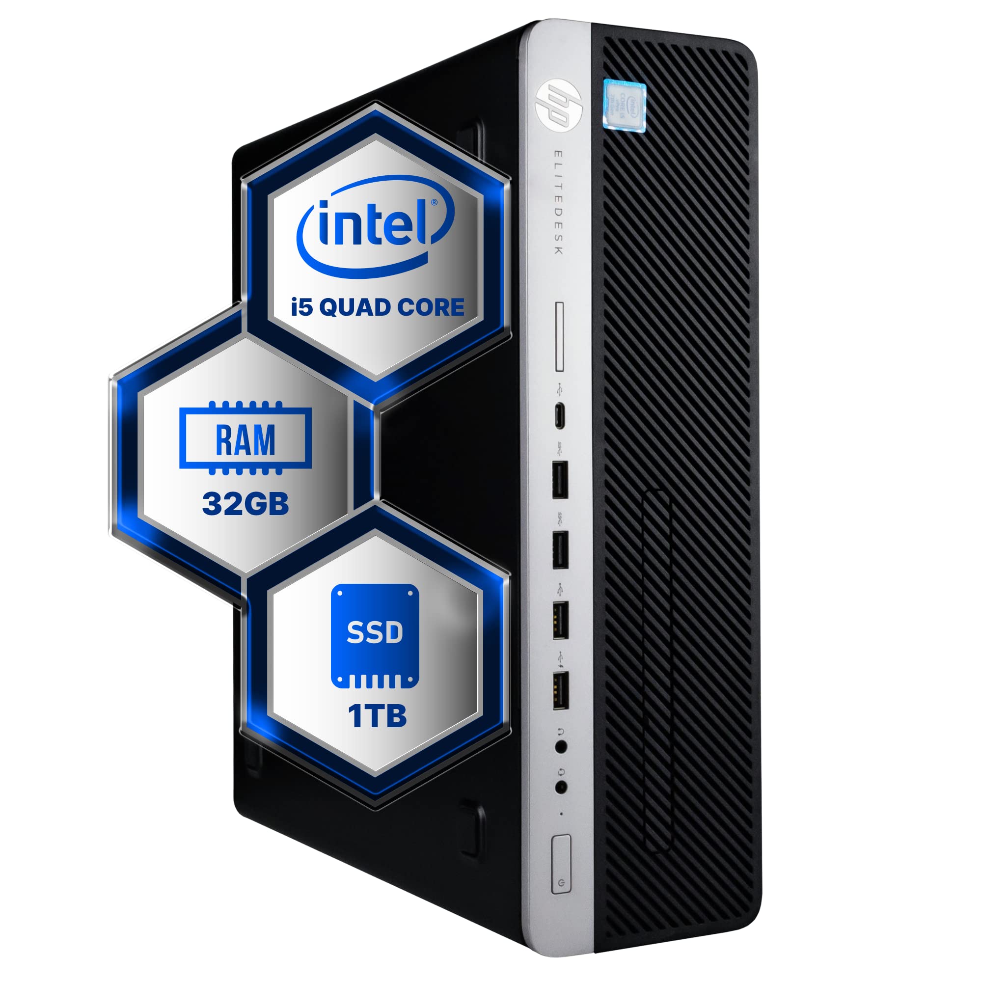 HP ProDesk 7th Generation Desktop Computer | Quad Core Intel i5 (3.2) | 32GB DDR4 RAM | 1TB SSD Solid State | Windows 10 Professional | Home or Office PC (Renewed)