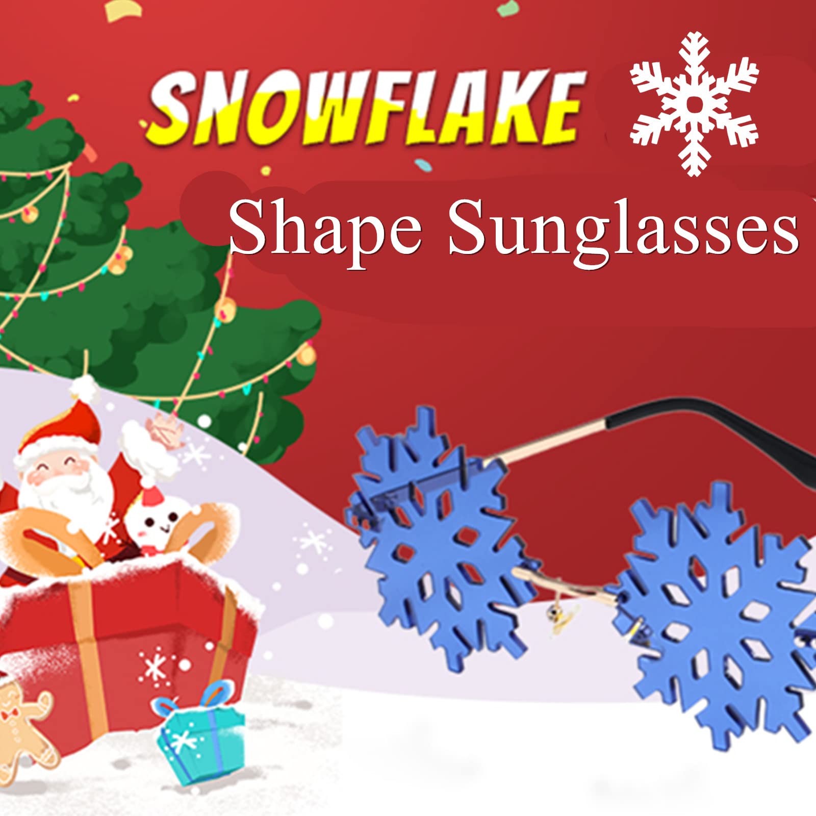 LASPOR Novelty Snowflake Shape Sunglasses for Women Men Halloween Christmas Party Glasses Prom Accessories (Blue gradient)