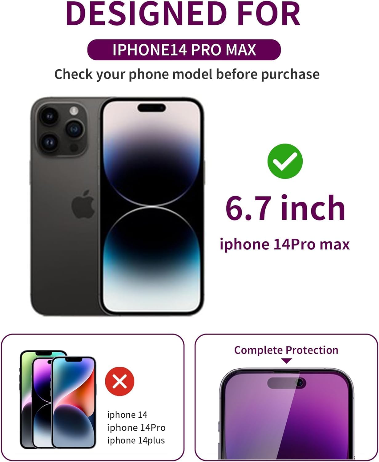Ifaeveus 2 Pack Privacy Screen Protector for iPhone 14 Pro Max Tempered Glass for 14 ProMax 6.7inch Private Saver Anti-Spy Anti-Blue Light Eye Protection Anti-Scratch Full Coverage
