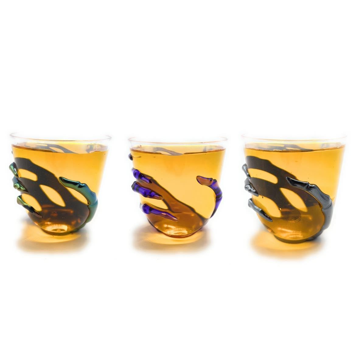 InkedSky Skeleton Wine Glasses & Bottle Labels - Halloween Plastic Goblets Cups Party Dinner Supplies Spooky Decor with (3 Pack Stemless)