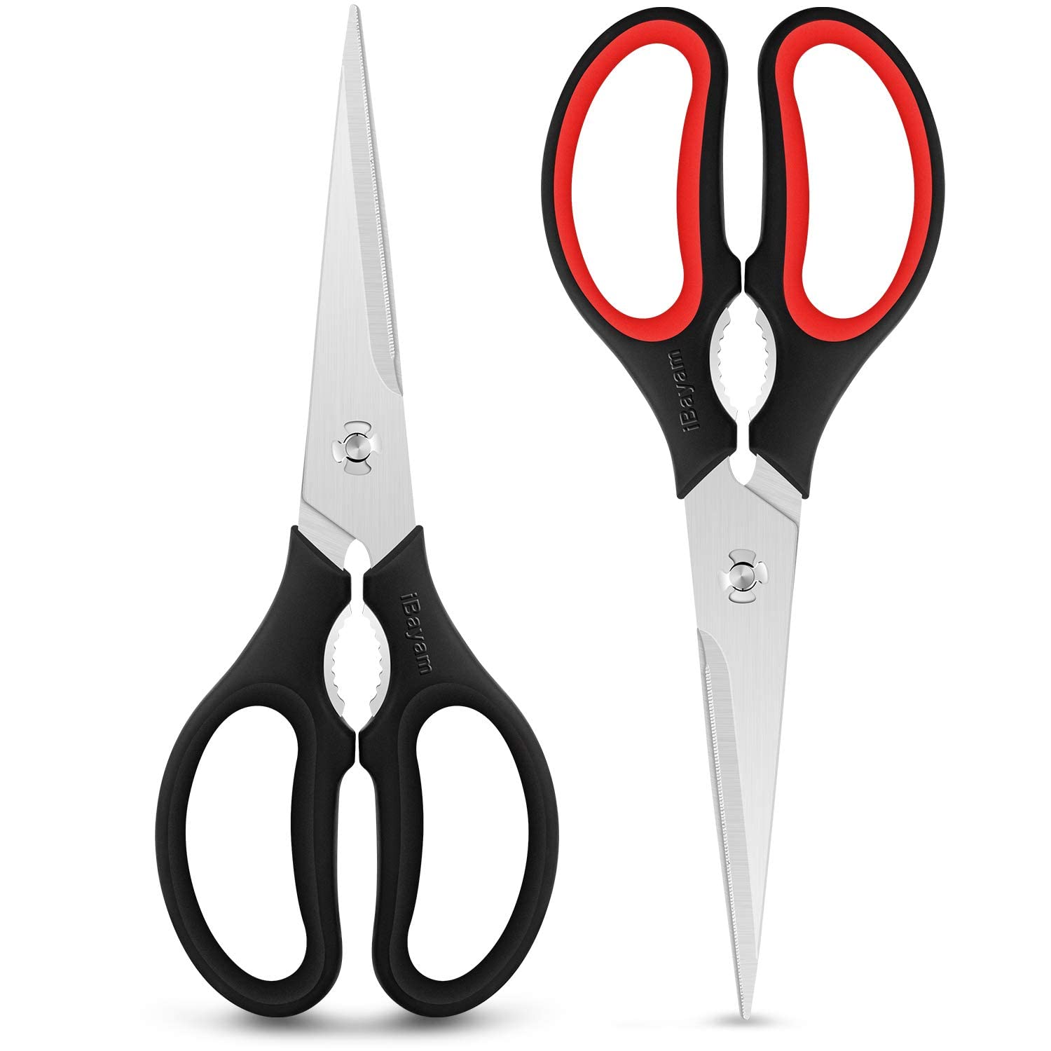 Kitchen Scissors, iBayam Heavy Duty Come Apart Kitchen Shears, 2-Pack 9 Inch Dishwasher Safe Food Scissors, Multipurpose Sharp Cooking Scissors for Chicken, Poultry, Fish, Meat, Herbs